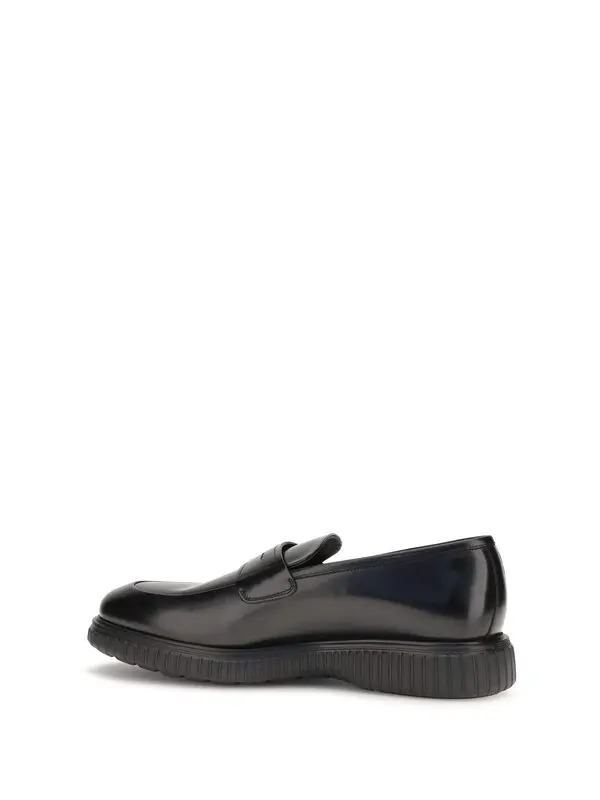 FERRAGAMO Brushed Calfskin Loafers With Gancini Ornament