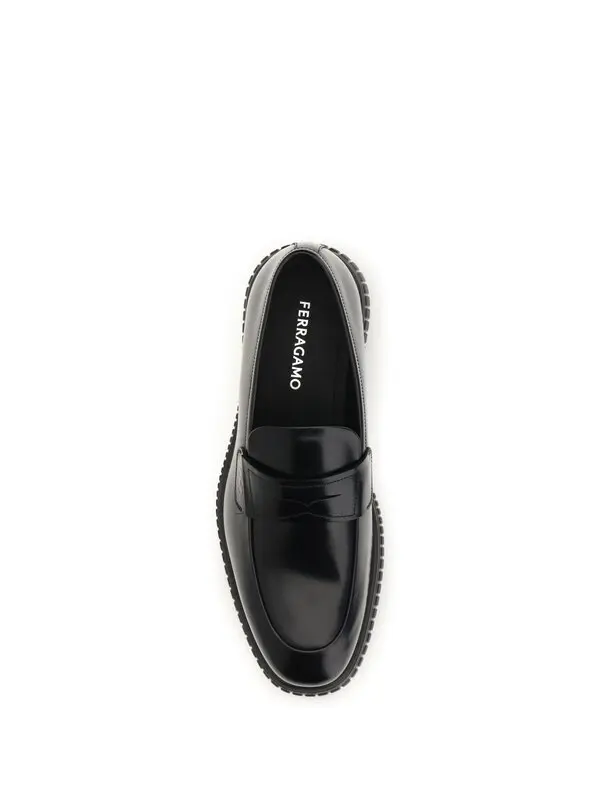 FERRAGAMO Brushed Calfskin Loafers