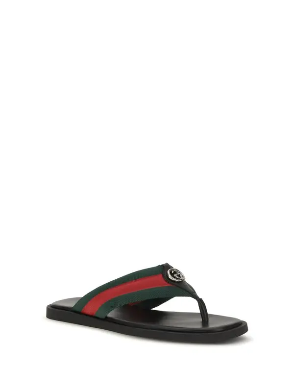 Gucci Maverik Gg Interlocking Flip-flop Sandals - Black