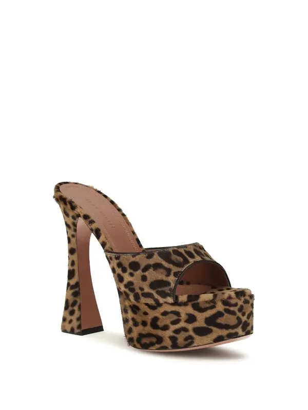 Amina Muaddi Leopard-print Pony Hair Dalida Platform Sandals - Cream