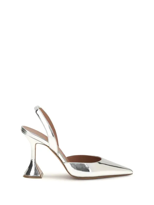 Amina Muaddi Holli Mirror-finish Slingback Pumps