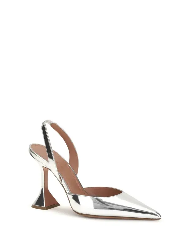Amina Muaddi Holli Mirror-finish Slingback Pumps