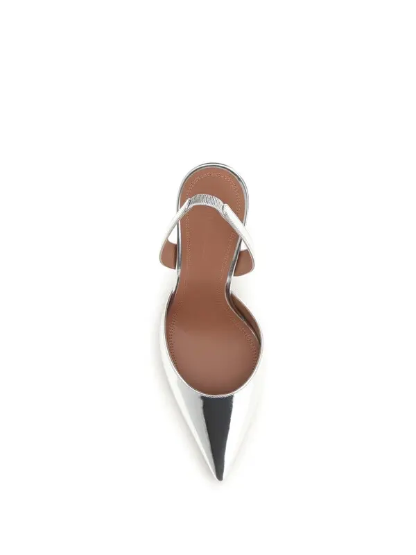Amina Muaddi Holli Mirror-finish Slingback Pumps