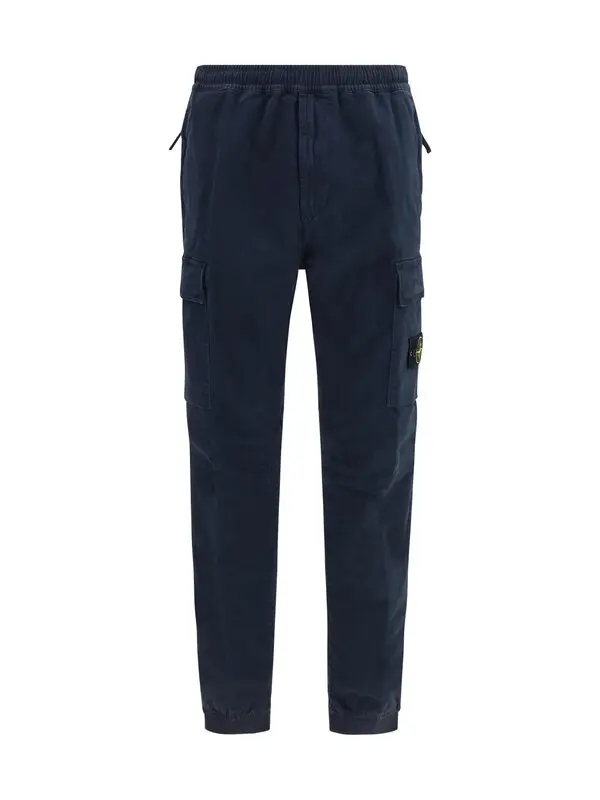 Stone Island Cargo Pants With Elasticated Cuffs - Blue