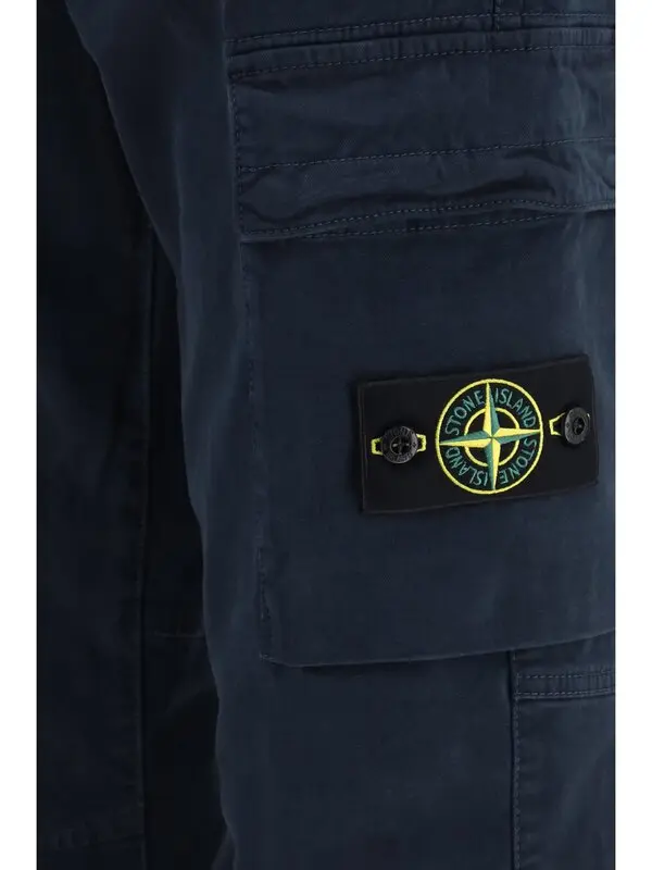 Stone Island Cargo Pants With Elasticated Cuffs - Blue