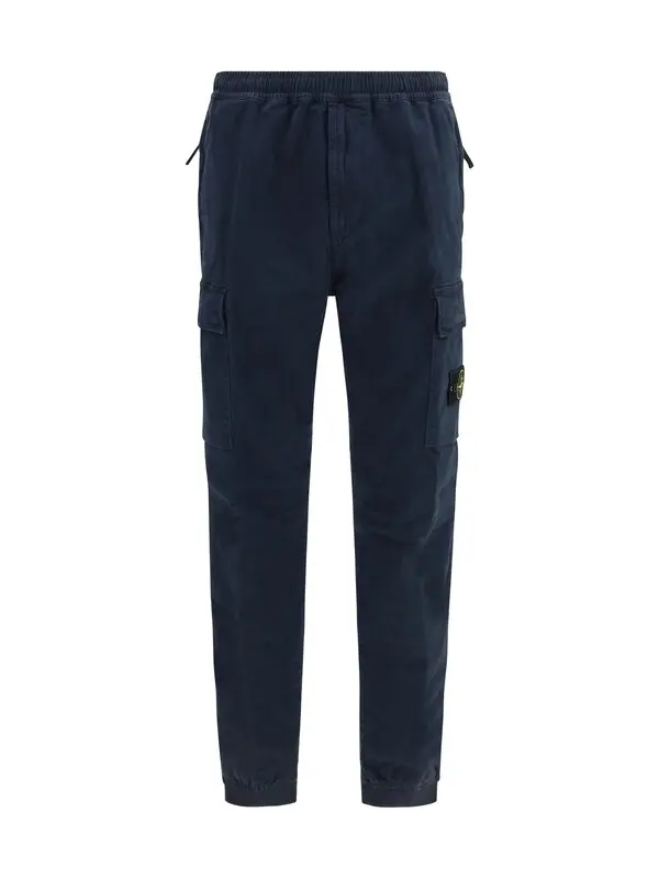 Stone Island Cargo Pants With Elasticated Cuffs - Blue
