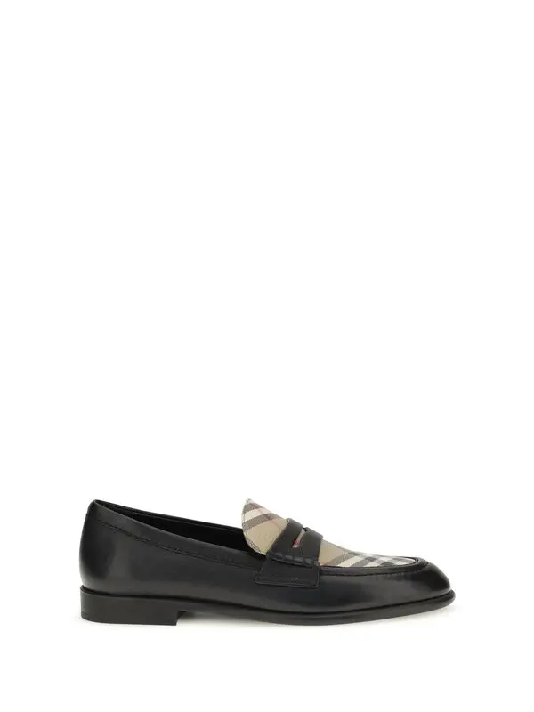 Burberry Opal Leather And Check Loafers