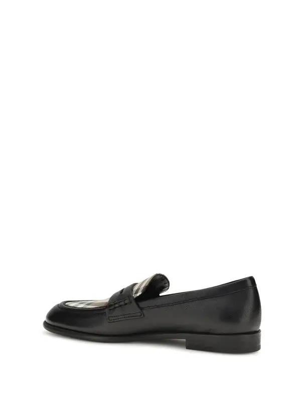Burberry Opal Leather And Check Loafers