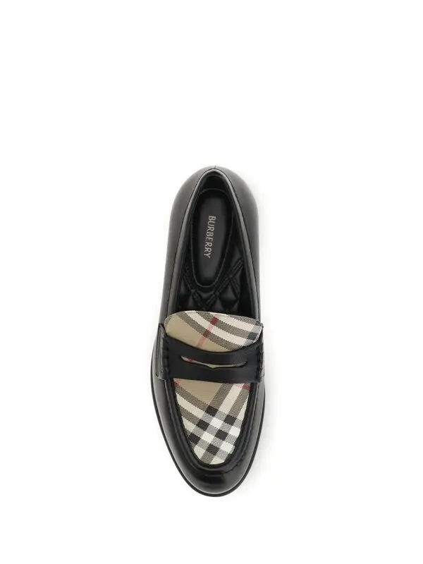 Burberry Opal Leather And Check Loafers