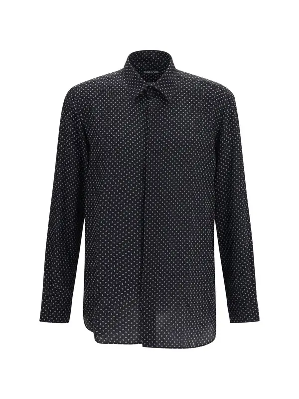 TOM FORD Silk Crêpe De Chine Polka-dot Shirt - Black