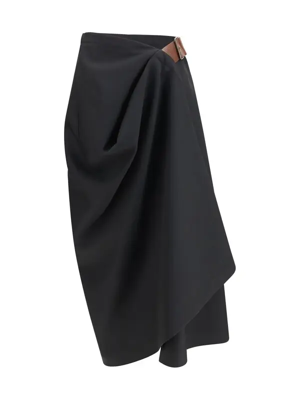 Bottega Veneta Grain De Poudre Wool Midi Skirt