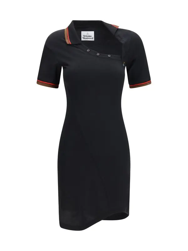 VIVIENNE WESTWOOD Cotton Piqué Polo Dress - Black