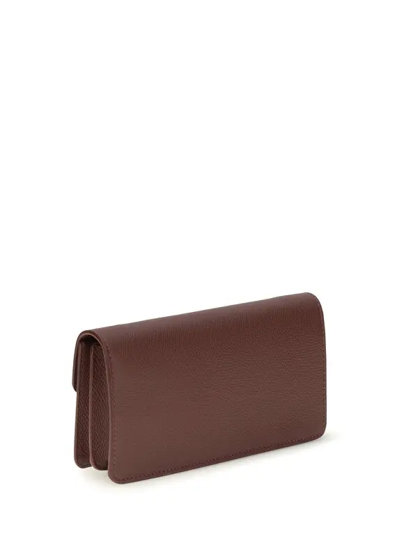 Valentino Garavani Vlogo Signature Grainy Calfskin Chain Wallet - Brown