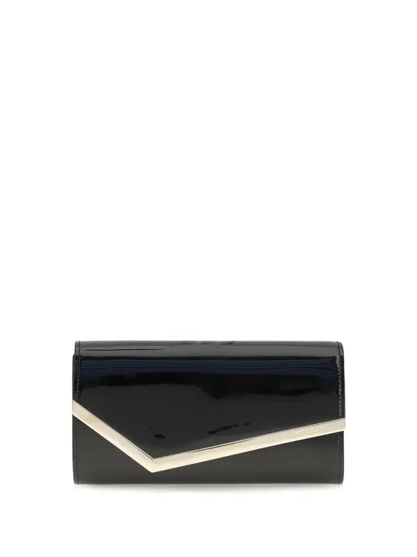 JIMMY CHOO Emmie Leather Clutch With Chain Strap - Black