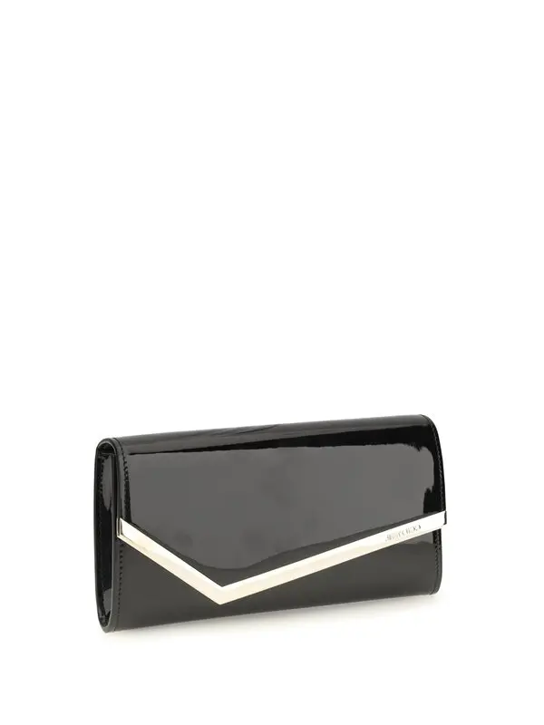JIMMY CHOO Emmie Leather Clutch With Chain Strap - Black