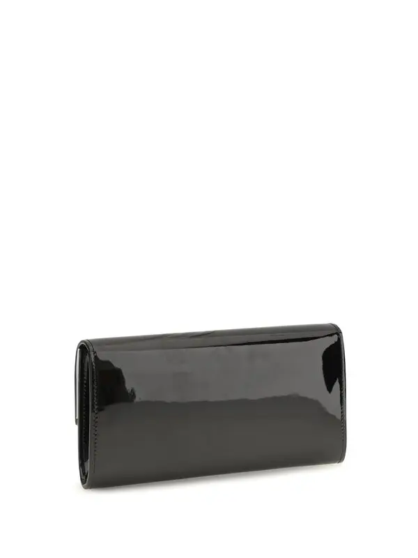 JIMMY CHOO Emmie Leather Clutch With Chain Strap - Black