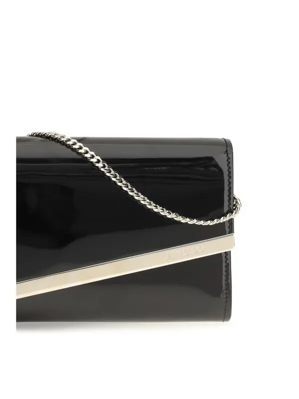 JIMMY CHOO Emmie Leather Clutch With Chain Strap - Black