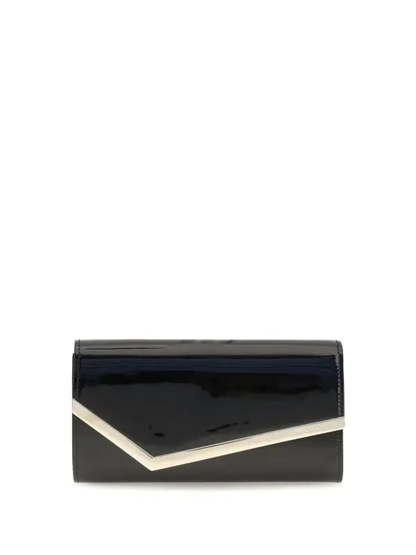 JIMMY CHOO Emmie Leather Clutch - Black