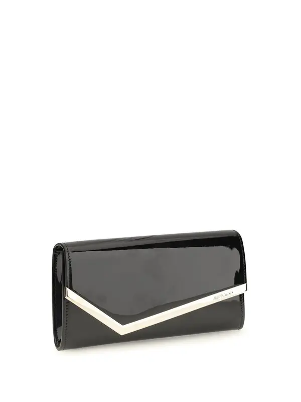 JIMMY CHOO Emmie Leather Clutch - Black