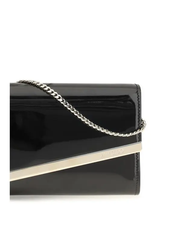 JIMMY CHOO Emmie Leather Clutch - Black