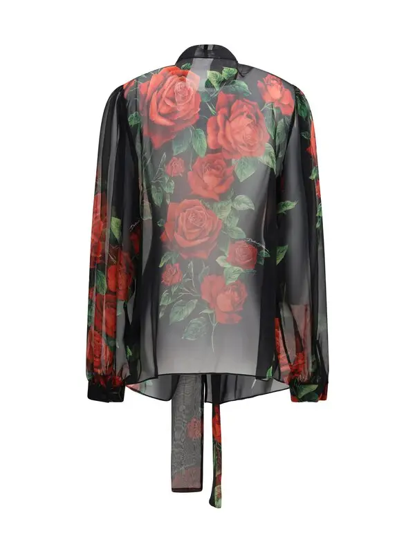 Dolce & Gabbana Rose Print Chiffon Blouse