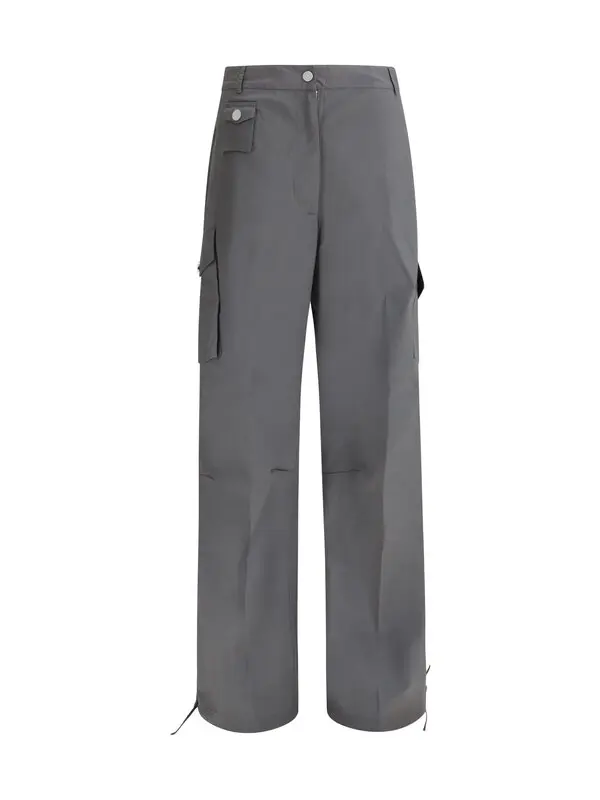 GANNI Stretch Cotton Cargo Pants - Gray