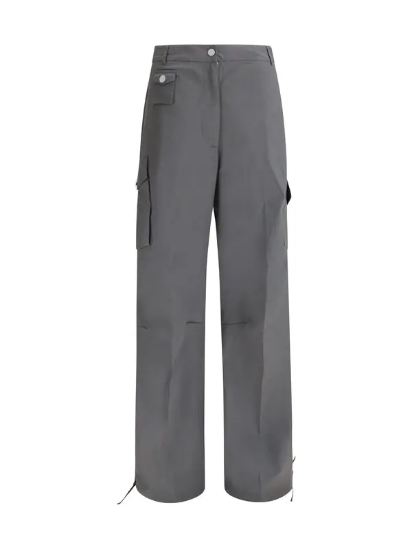 GANNI Stretch Cotton Cargo Pants - Gray
