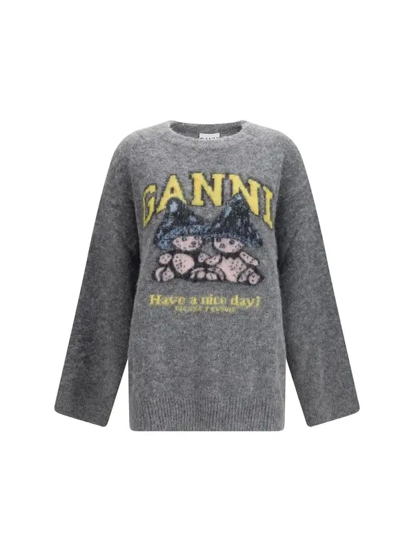 GANNI Mushroom Teddy Alpaca-blend Sweater - Gray