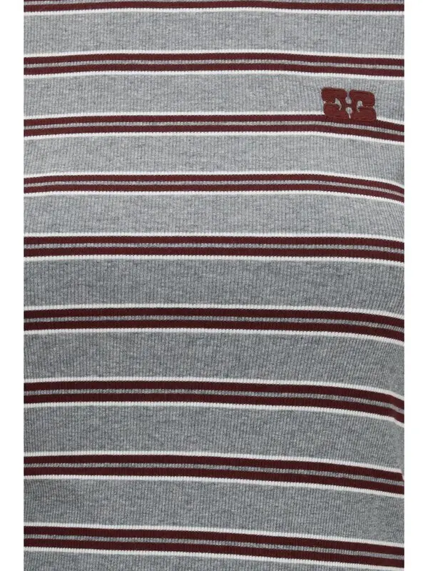 GANNI Double-sleeve Striped Cotton T-shirt