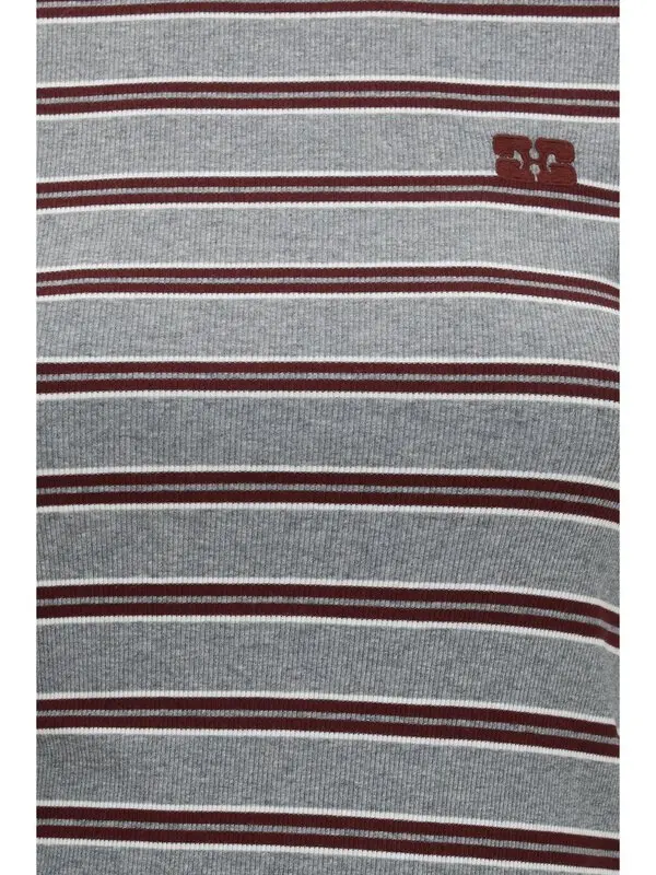 GANNI Double-sleeve Striped Cotton T-shirt - Gray