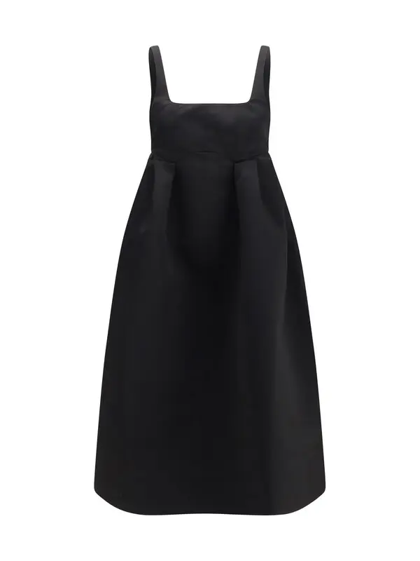 GANNI Duchesse Satin Corset Midi Dress - Black