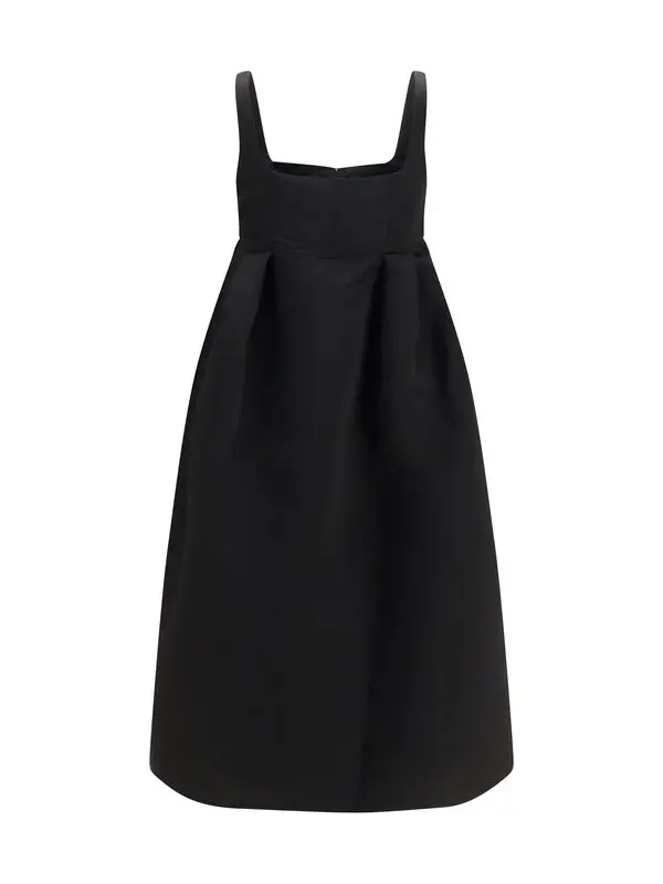 GANNI Duchesse Satin Corset Midi Dress
