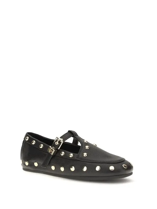 GANNI Mary Jenny Studded Ballerinas - Black
