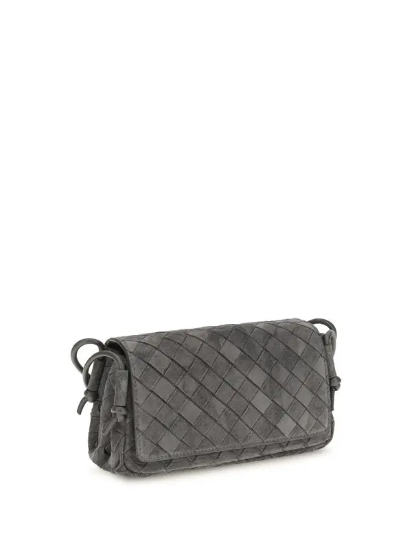 Bottega Veneta Notturno Suede Clutch - Gray