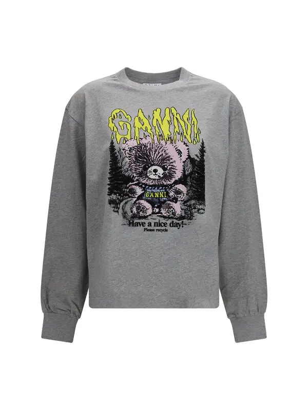 GANNI Isoli Teddy Forest Sweatshirt - Gray