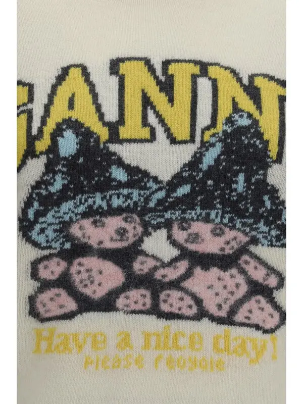 GANNI Mushroom Teddy Wool-blend Sweater