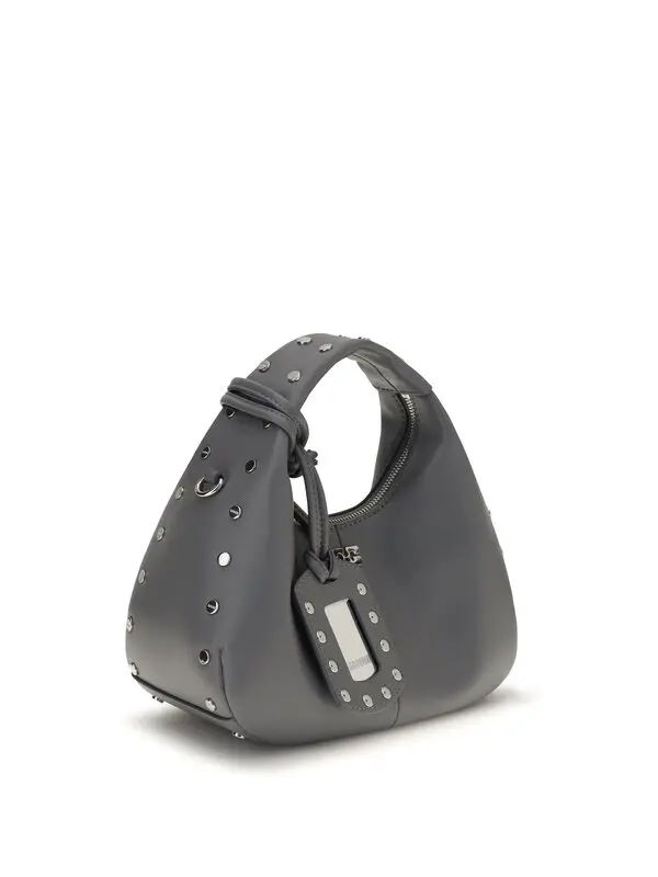 GANNI Mini Hobo Handbag With Stud Embellishments - Gray