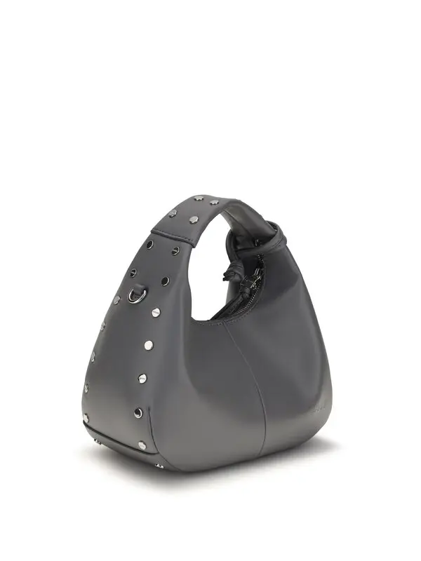 GANNI Mini Hobo Handbag With Stud Embellishments - Gray