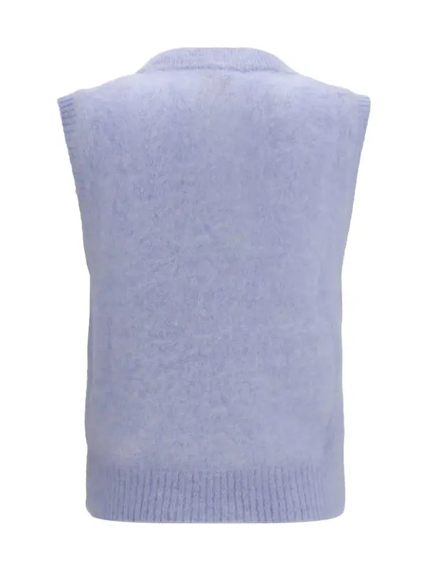 GANNI Teddy Brushed Alpaca Vest - Blue