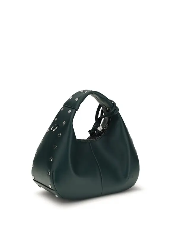 GANNI Mini Studded Hobo Handbag - Green