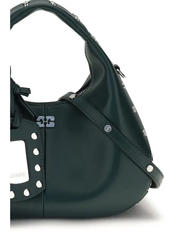 GANNI Mini Studded Hobo Handbag - Green