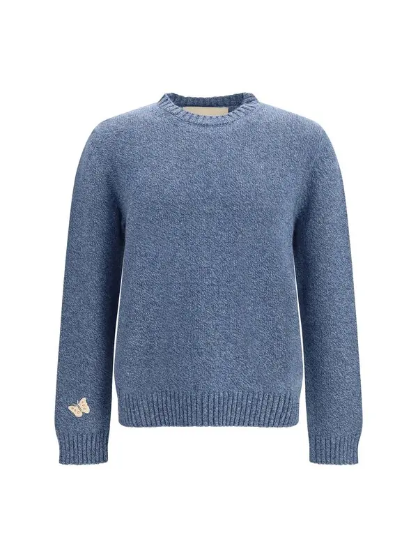 Valentino Garavani Wool Sweater With Butterfly Applique - Blue