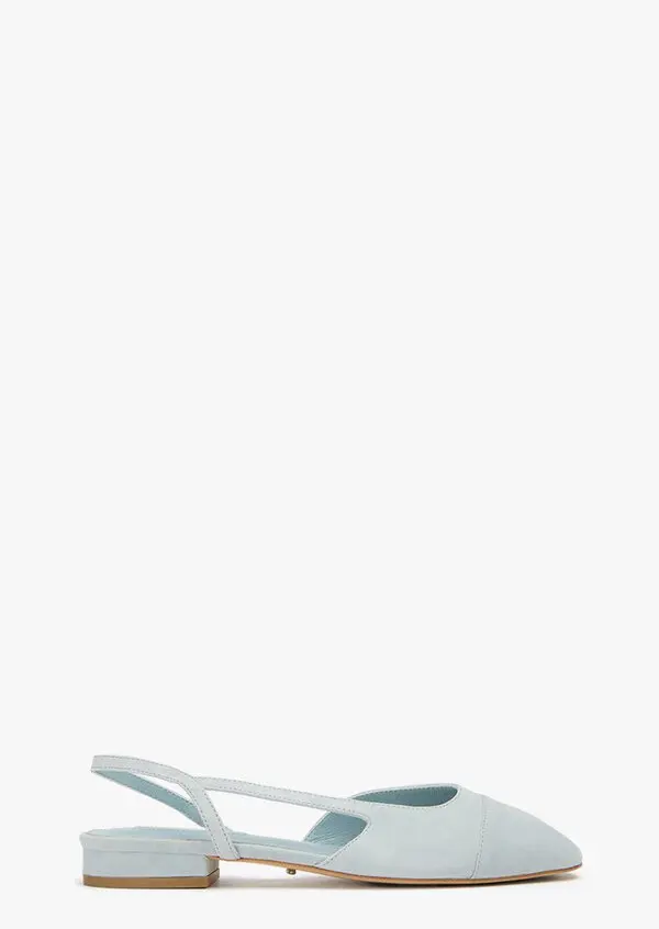 TONY BIANCO Pixie Slingback Flats - Sky Suede
