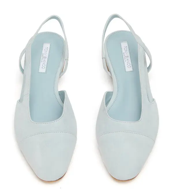 TONY BIANCO Pixie Slingback Flats - Sky Suede