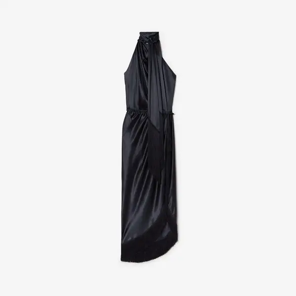 Burberry Fringed Silk Scarf Dress - Iris Purple