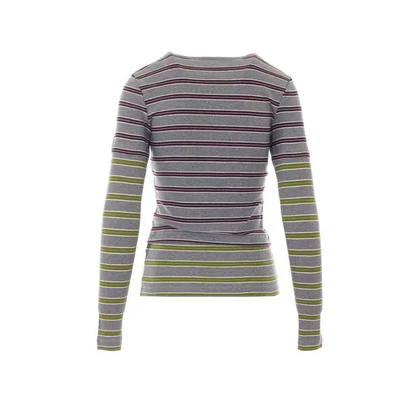 GANNI Striped Crew Neck Long Sleeve Top
