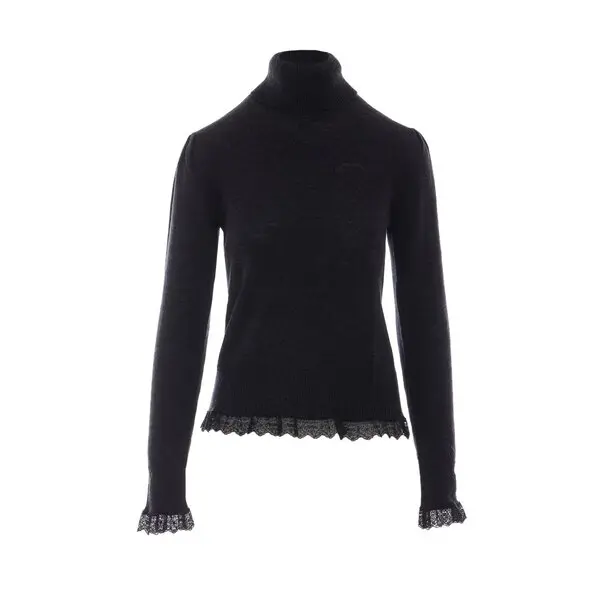 GANNI Turtleneck In Lace Merinos
