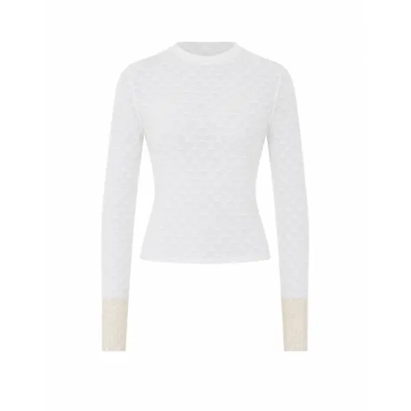 LANVIN Embroidered Geometric Print Long Sleeve Top - White