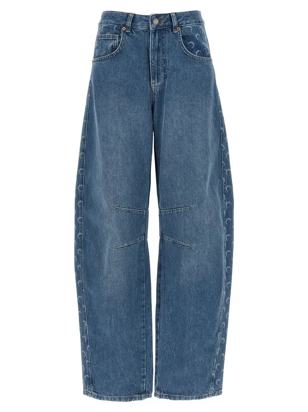 MARINE SERRE Wide Leg Moon Logo Jeans - Blue