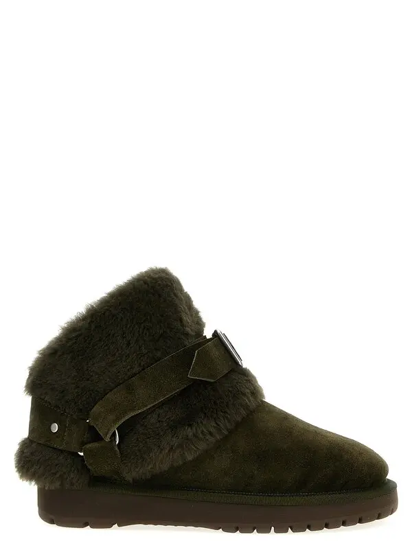 Burberry Chubby Suede Ankle Boots With Shearling - Green